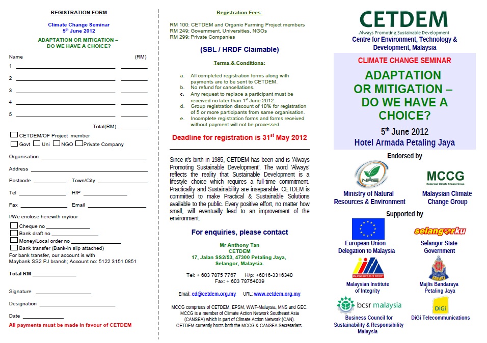 CETDEM Climate Change Seminar 2012 – 5 June 2012 | Selangorku Kekal Hijau
